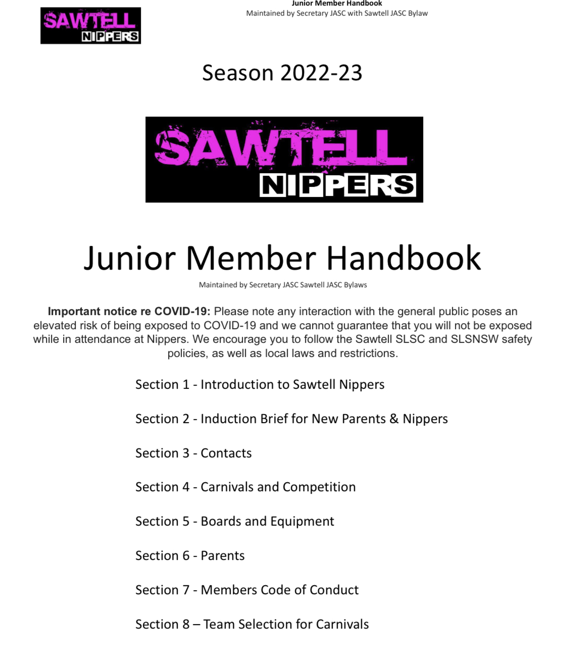 Nippers Registration information – Sawtell Surf Life Saving Club